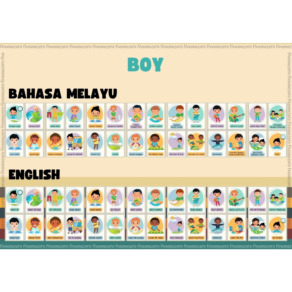 [PDF Softcopy] Rutin Harian Kad imbas Bahasa Melayu, Printable daily ...