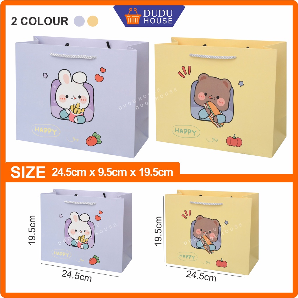 2 Pattern Paper Bag Cartoon Bunny & Bear/Cute Paper Bag/Shopping Bag ...