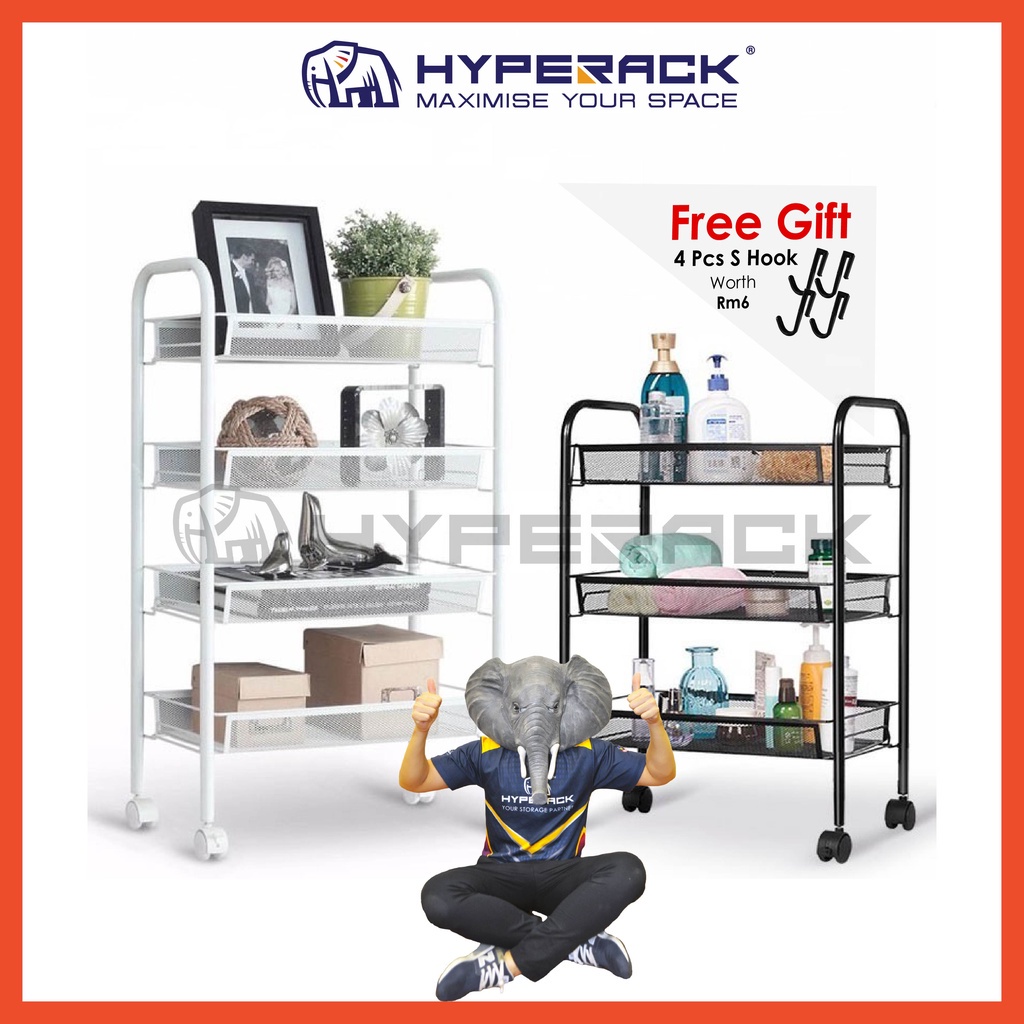 HYPERACK ™️ [Ready Stock] Trolley Rack Metal Steel Trolley Storage Rack ...