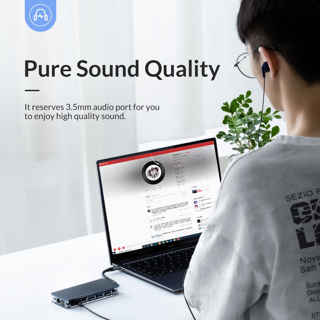 ORICO USB C HUB Type C to Multi USB 3.0 PD RJ45 Carder Reader Dock ...