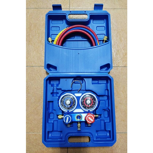 offer~ R32 R22 R410A R12 MANIFOLD GAUGE Full set 3PCS HOSE METER ...