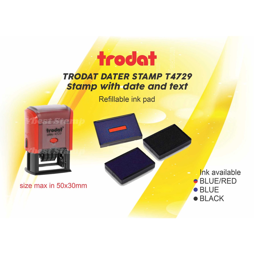 Trodat Self-inked Date Stamp 4729 with customize wording (Refillable) | Shopee Malaysia
