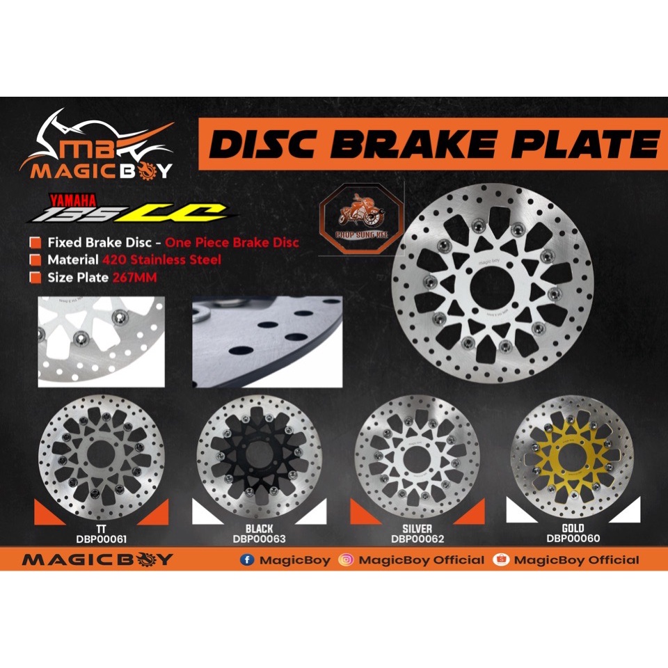FRONT DISC BRAKE PLATE CNC DISC PLATE MAGIC BOY 267MM FOR Y15/Y16/Y125Z ...