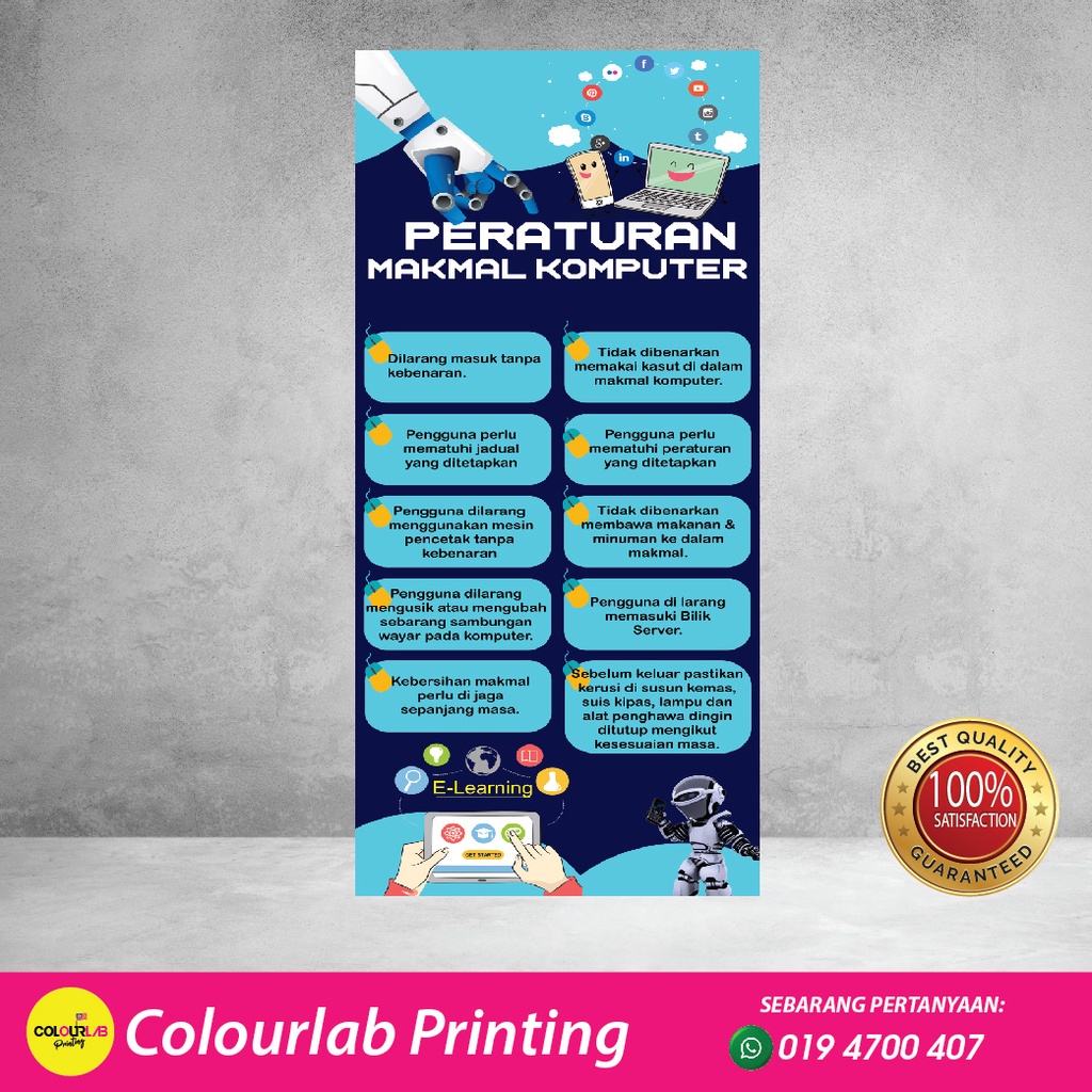 Banner Pintu Makmal/Bilik Komputer sekolah (Peraturan) | Shopee Malaysia