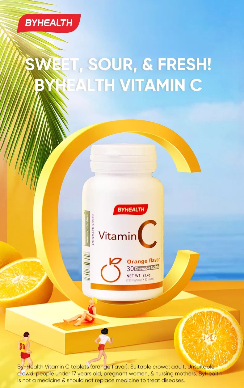 Byhealth Vitamin C 780mg Chewable 30 Tablets Orange Flavor (EXP:03 2024) | Shopee Malaysia