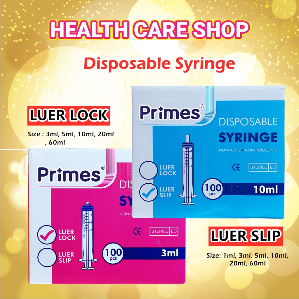 Disposable Syringe Without Needle Luer Slip & Luer Lock ( 1ml/3ml/5ml/10ml/20ml/60ml ) | Shopee ...
