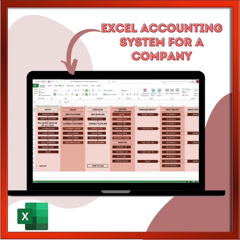 Original Functional Excel Template for Business Accounting System ...