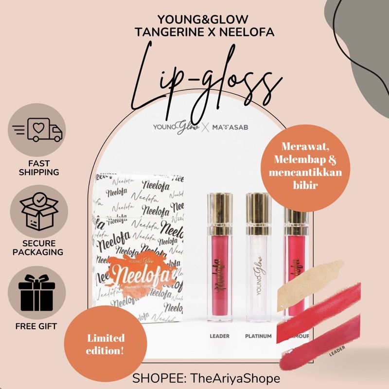 YOUNG & GLOW - [PROMO] LIMITED EDITION NEELOFA ABSOLUTE-LIPS LIPGLOSS [TANGERINE] (LOOSE ...