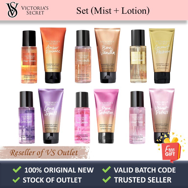 💯 Original New VS Mini Travel Gift Set (Mist + Lotion) 75ml x 2 ...