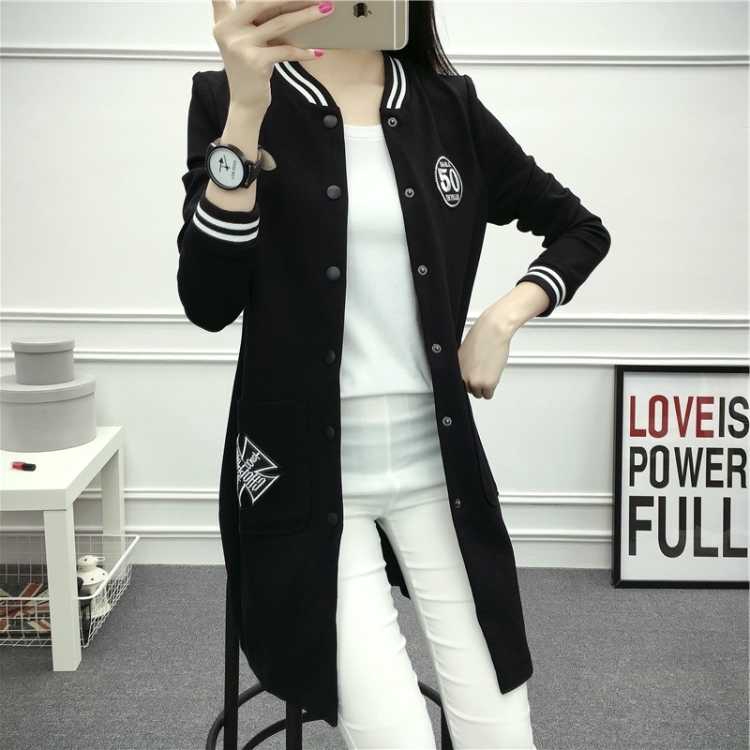 Women's Jacket woman Outerwear Casual Long Ladies' Coat button bomber ...