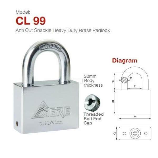 Gere Anti-Cut Series Padlock CL99 50mm | Shopee Malaysia