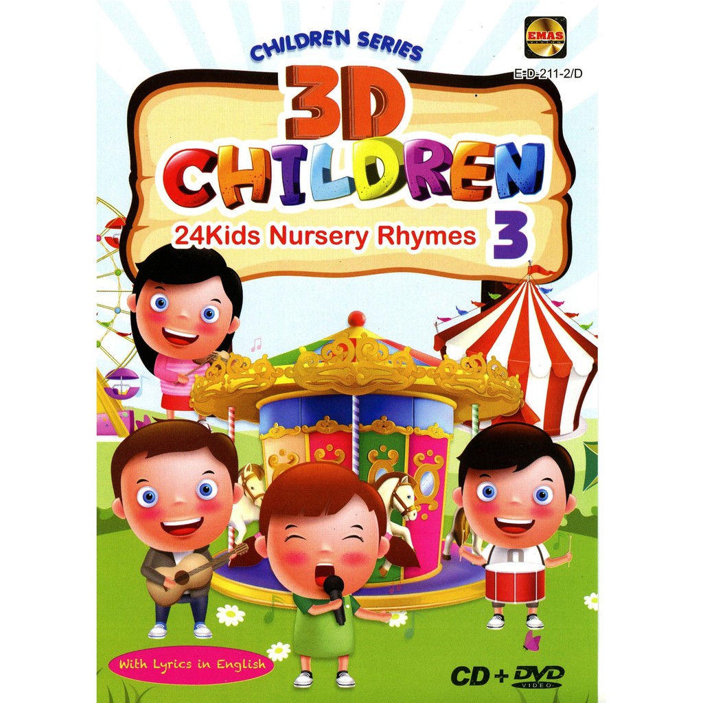 Children Songs CD+DVD 3D Children 24Kids Nursery Rhymes 3 ( CD + DVD / 24 Songs ) | Shopee Malaysia