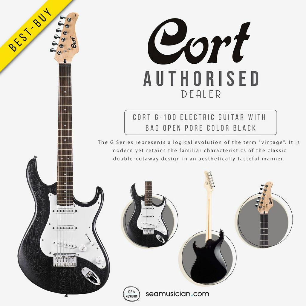 CORT G100 OPEN PORE ELECTRIC GUITAR WITH BAG COLOR BLACK (G 100/ G-100 ...
