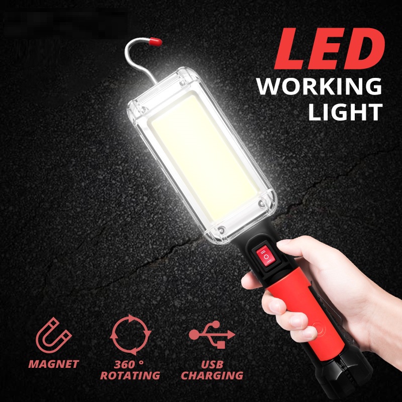 Super Bright Flashlight led cob work light led Working Lamp Hook Magnet ...