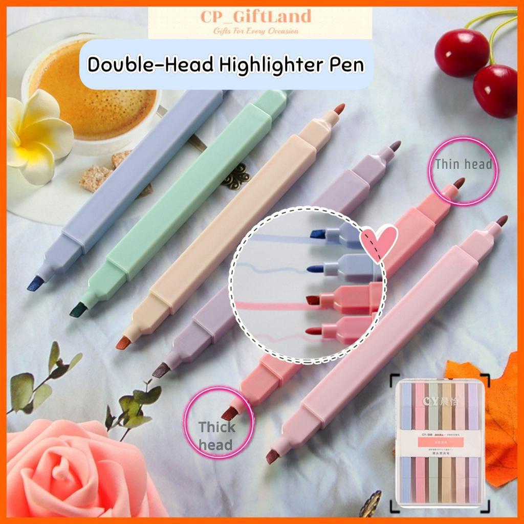 Highlighter Pen 6pcs Double Head Soft Tip Highlight Pen Set Pastel ...