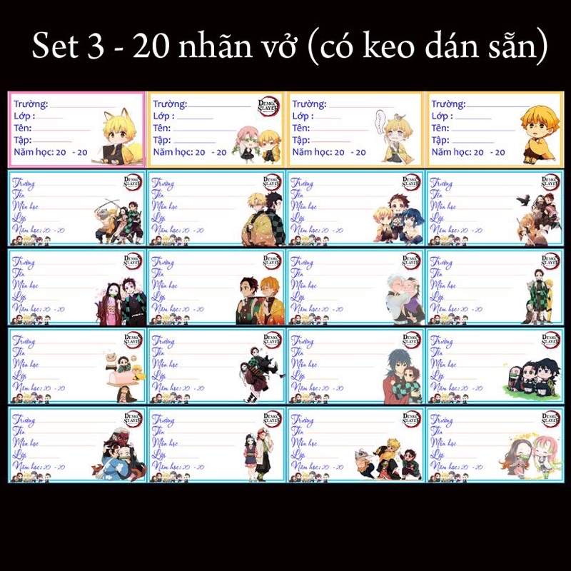 Kimetsu no yaiba notebook labels 20-100 pieces/ kimetsu no yaiba anime ...