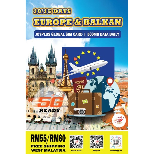 Ready Stock - Europe+Balkan Sim Card 37 countries with 15Days 6GB ...