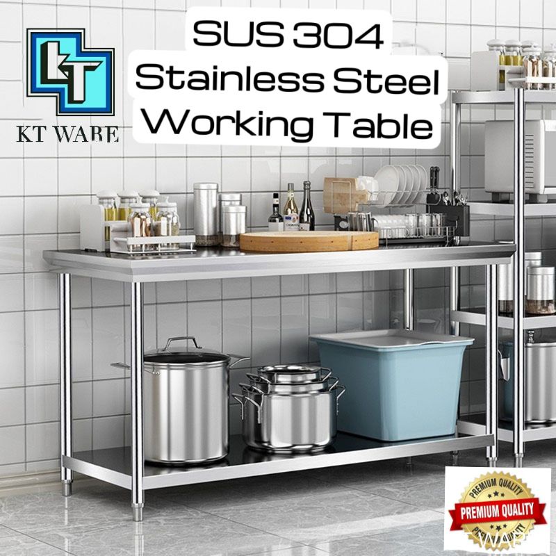 KT WARE SUS 304 2 Tier Stainless Steel Kitchen Working Table Storage ...