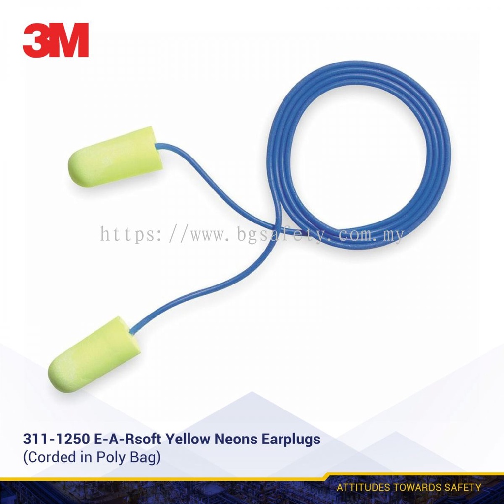 (READY STOCK) GENUINE 3M 311-1250 Ear Plug E-A-Rsoft [10 Pairs] Yellow ...