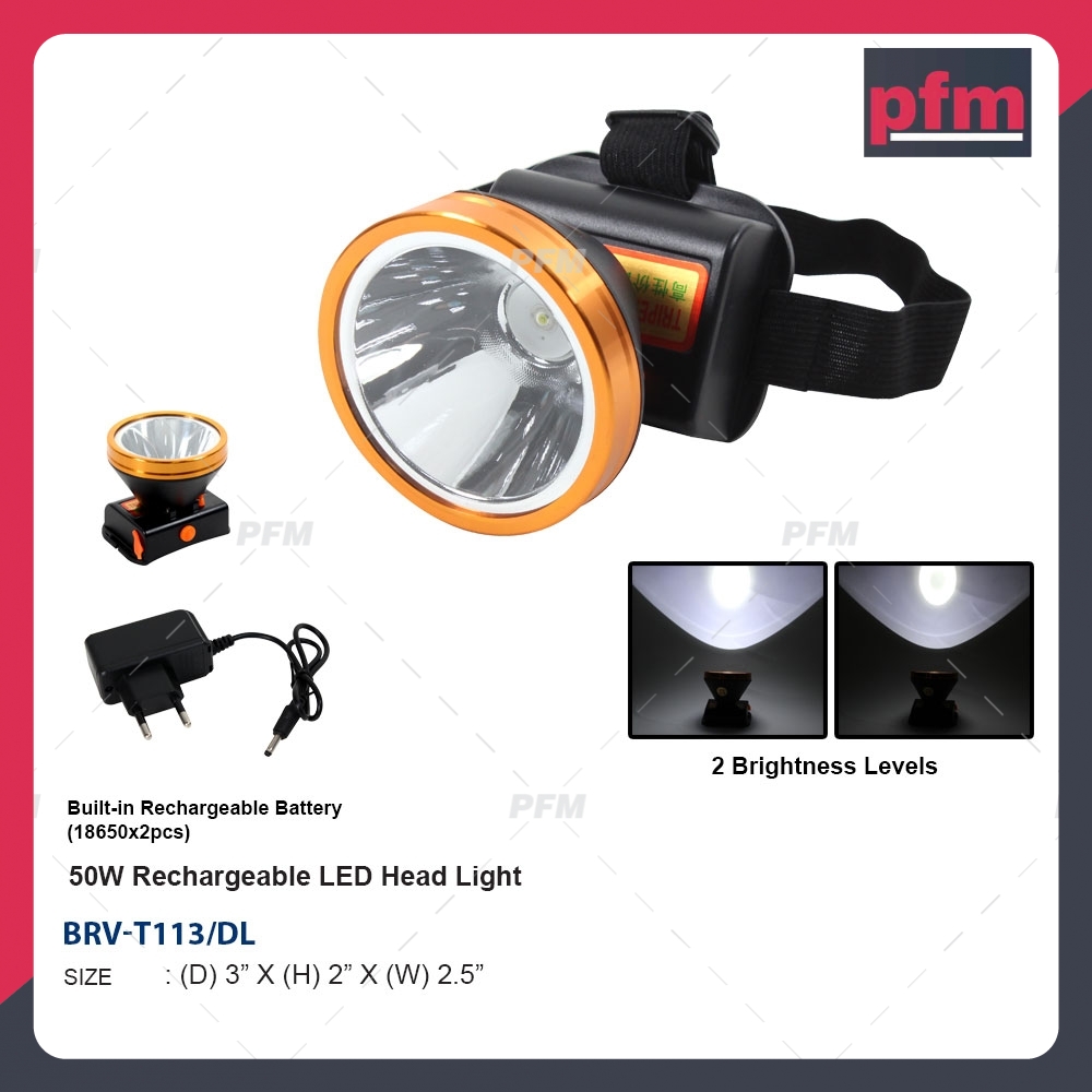 TRIPEAK T113 50W RECHARGEABLE LED HEAD LIGHT | Shopee Malaysia