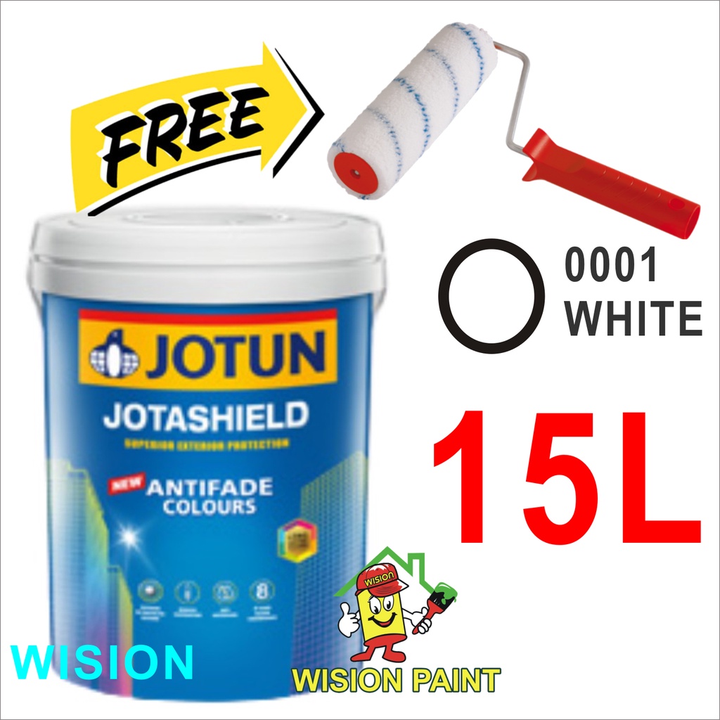 ( PROMOSI ) 15L Jotun Jotashield ( ANTIFADE COLOURS ) 0001 WHITE EXTERIOR Paint - ( FREE 7 ...