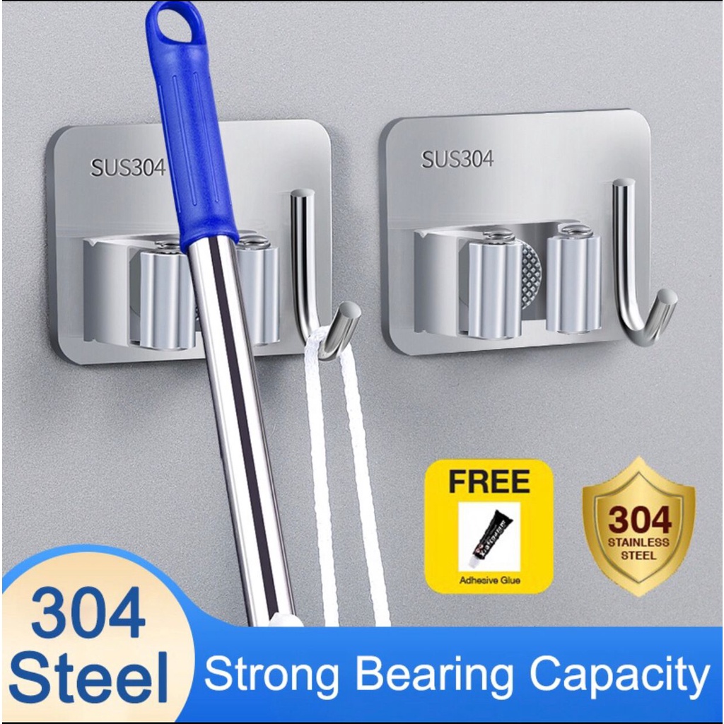 304 Thick Stainless Steel Broom Mop Wall Strong Adhesive High Quality ...