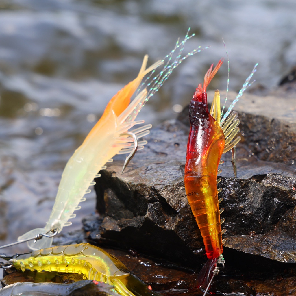 Sougayilang Fishing Luminous Shrimp Lure Prawn Hook Jigging Soft ...