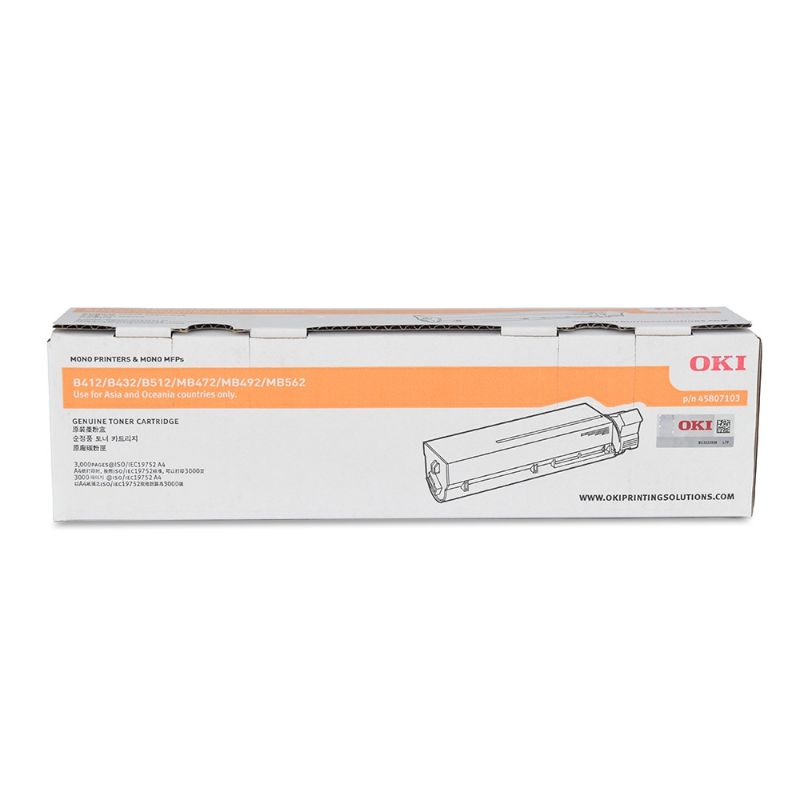 Original OKI B412 Black 3K Toner Cartridge p/n 45807103 - B412/432/512 ...