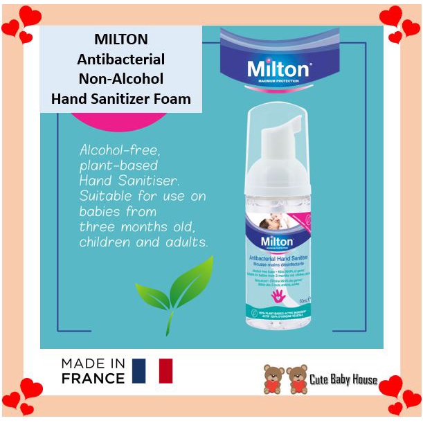 MILTON Antibacterial Non-Alcohol Hand Sanitizer Foam (50ml) | Shopee ...