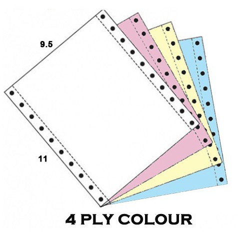 Colour 4 Ply NCR Computer Form 9.5x11 White/Pink/Yellow/Blue 270Fan ...