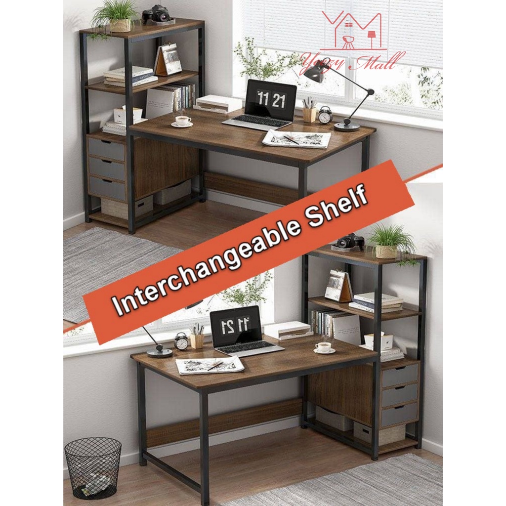 Yeezymall 120CM 3 Drawer Office Table Computer Laptop Desk Study Table ...