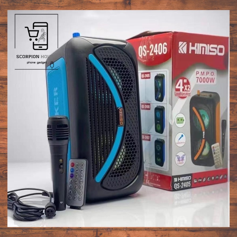 KIMISO QS-2405 4'' *2 Portable Karaoke Wireless Bluetooth Speaker with ...