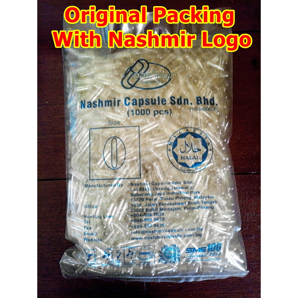 Kapsul kosong / Nashmir Empty Gelatin Capsule (size 0) / 空胶囊 | Shopee ...