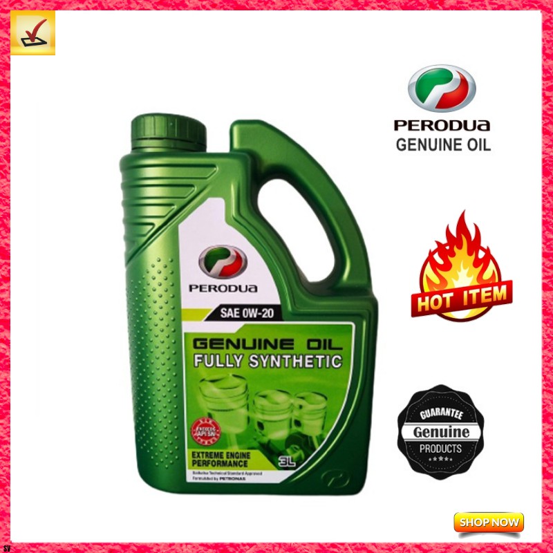 Original Perodua Fully Synthetic Engine Oil 0W-20 3L & Minyak Hitam ...
