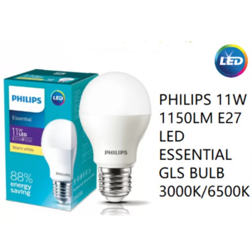 PHILIPS E27 ESSENTIAL LED BULB 5W / 7W / 9W / 11W / 13W / FFL 10W LAMPU ...