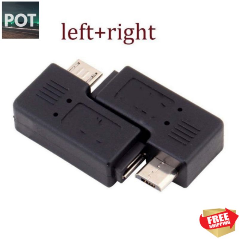 90 Degree Left / Right Angle Micro USB B Male to Micro USB Female Plug ...