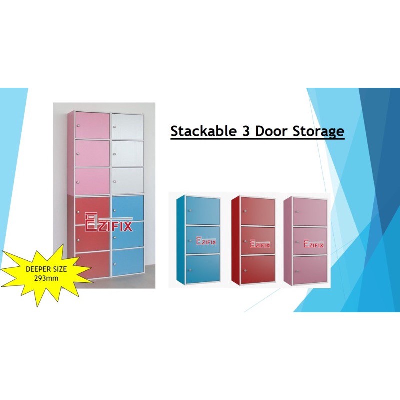 Goods in stock Ezifix 3 Tier Rack With Doors Rak Buku Kabinet Buku ...