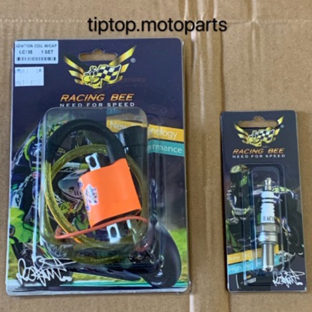 YAMAHA LC135 RACING IGNITION COIL AND SPARK PLUG PLUG COIL RACING BEE ...