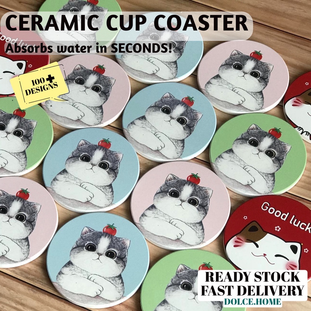 [CLEARANCE SALE] Designer Ceramic Cup Coaster(Water absorbent/Heat ...