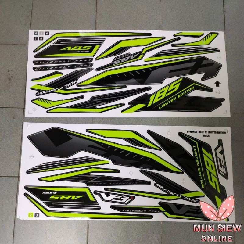 Stiker sticker body stripe cover set (1) sym vf3i v2 sym vf3i 185 LE ...