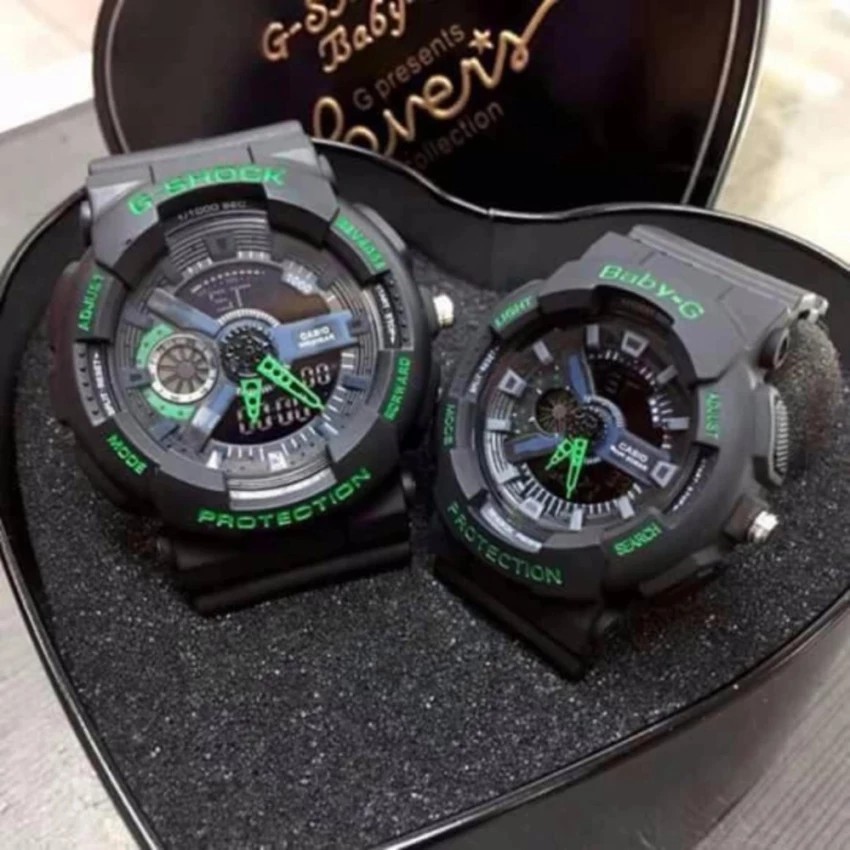 G-Shock Couple Watch's (Black & Green) | Shopee Malaysia