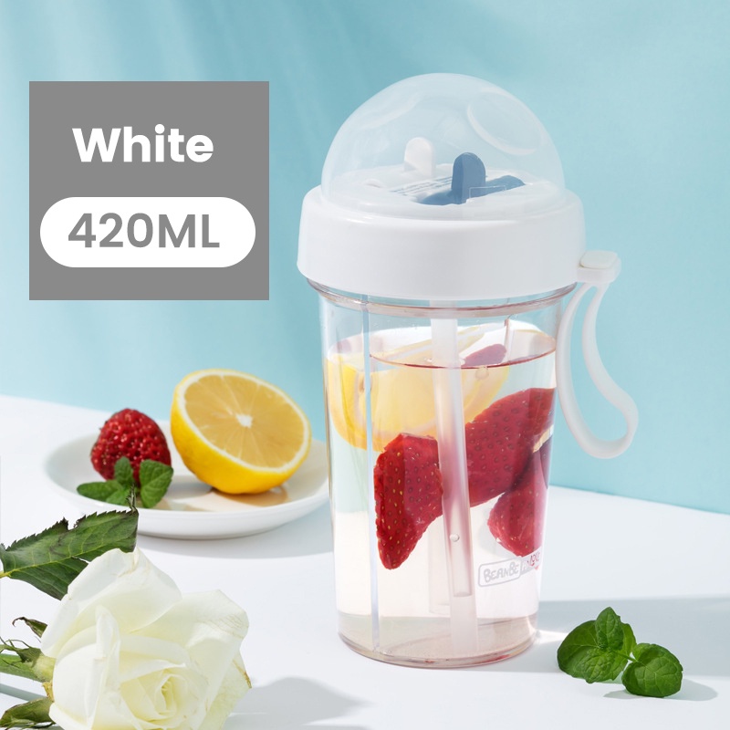 420ml/600ml botol air viral Portable Dual Straw Separate Double Drink Water Beverage Bottle Tik ...