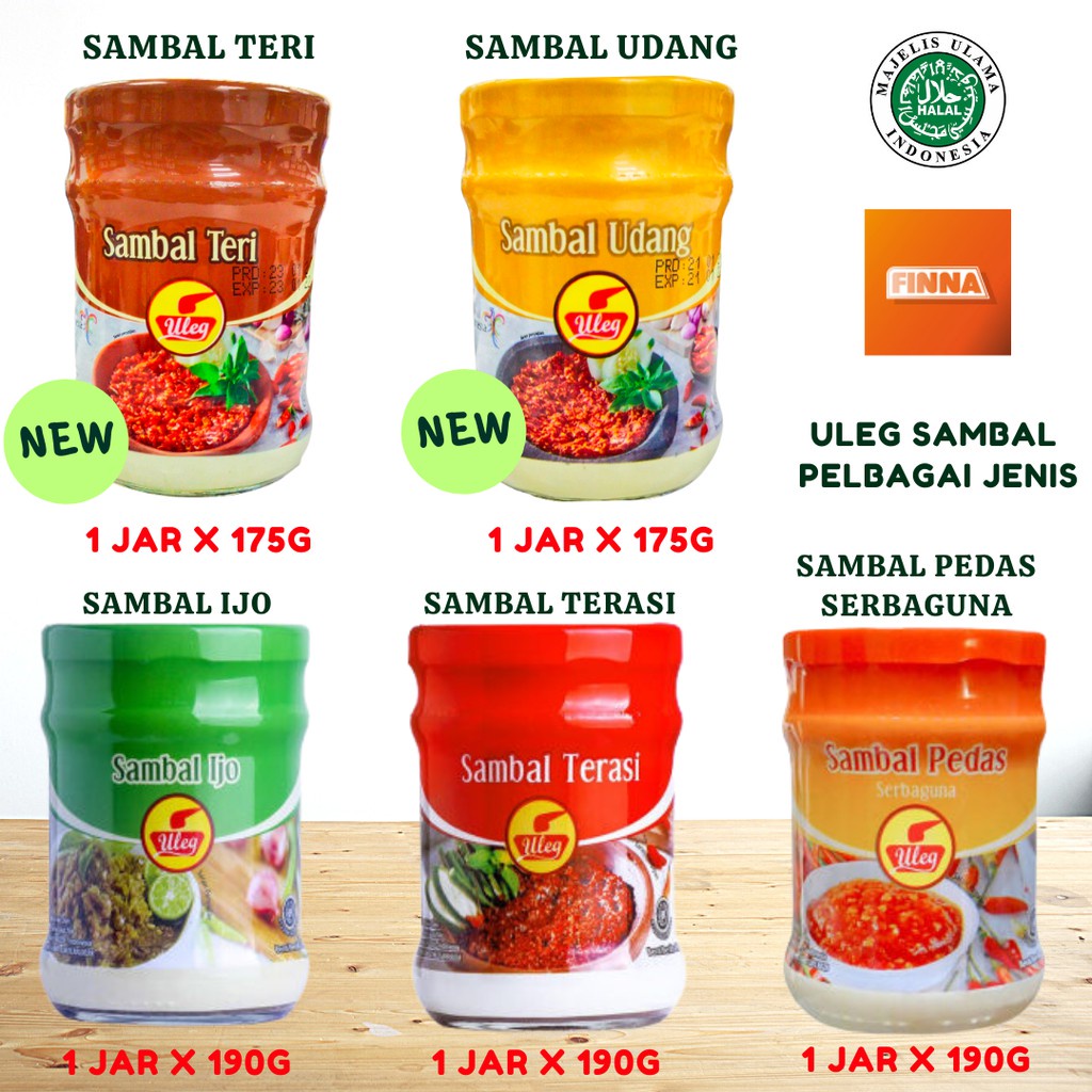 FINNA FOOD ULEG Sambai Terasi/Sambal Ijo/Sambal Pedas/Sambal Teri ...
