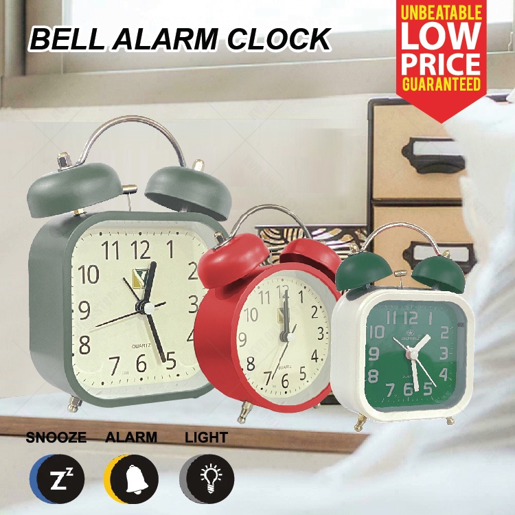 Analog Minimalist Bedside Twin Bell Alarm Clocks with Snooze Loud Alarm ...