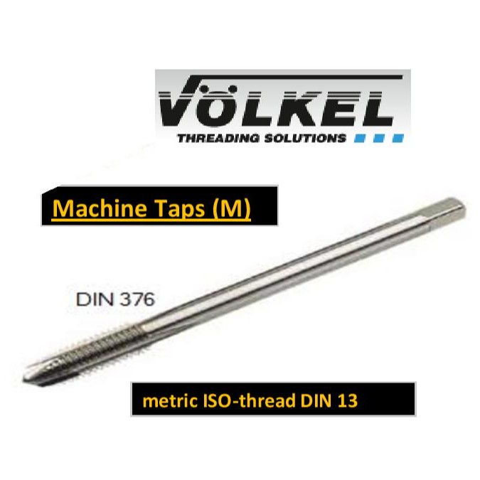 Volkel Machine Taps (M) 12 ~ 24 TiN Coated (DIN 376) Metric ISO-Thread ...