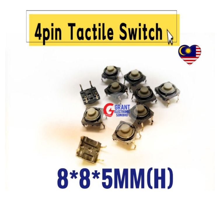 1pcs 4pin Tactile Switch Push On Switch 8*8*5mm(H) rubber button ...
