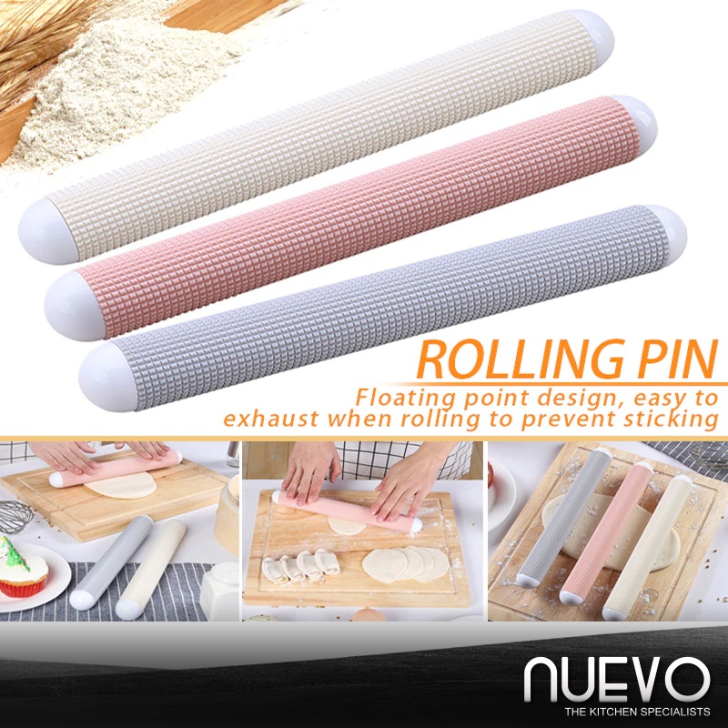 Plastic Non Stick Rolling Pin Dough Flour Fondant Cake Decors Ring ...