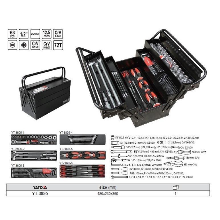 YATO YT-3895 Tool Box with 63 Pcs Tools | Shopee Malaysia