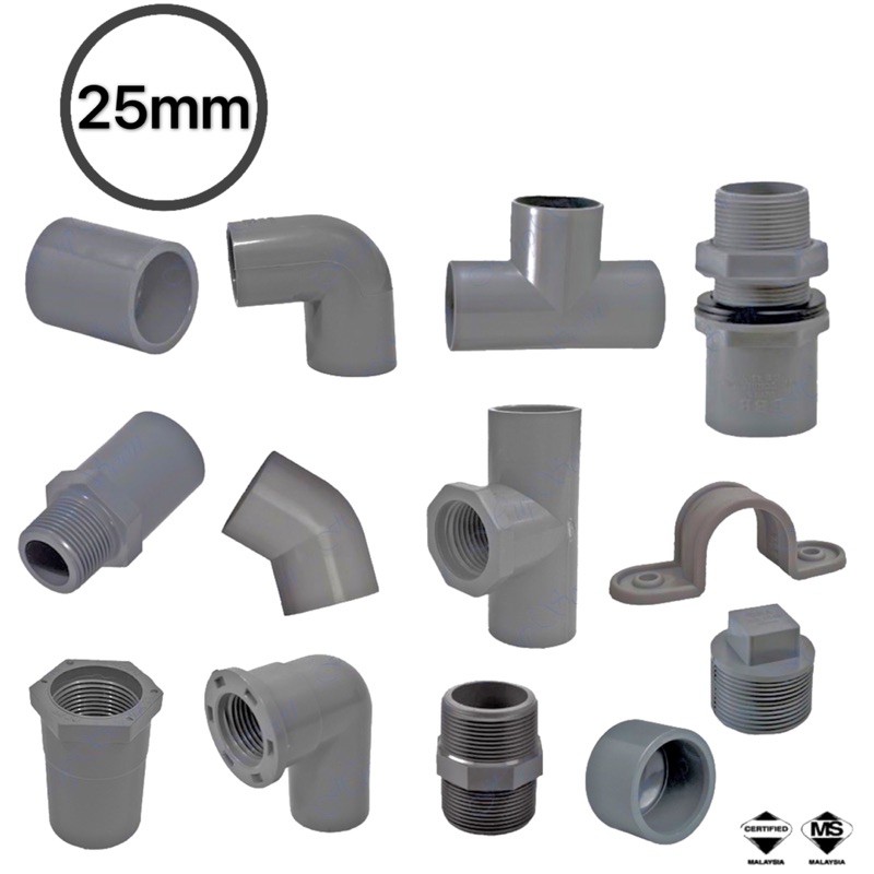 25mm(1”) PVC Fitting Connector Socket Elbow Tee PT Socket Valve Socket ...