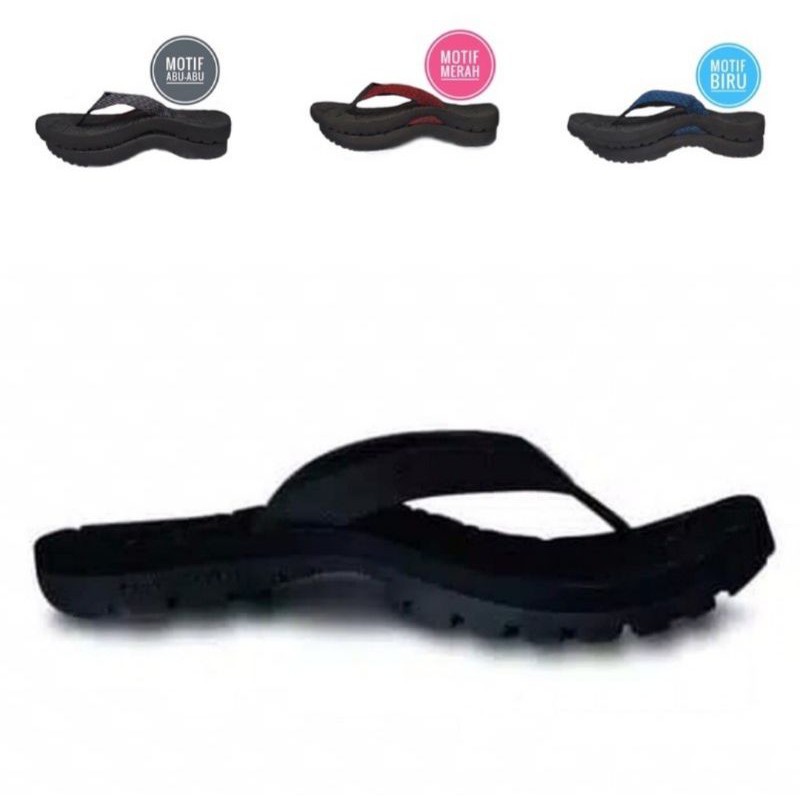 HITAM Plain Black Flip-Flops And Motifs | Outdoor Sandals|Adventure ...